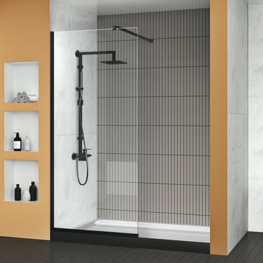 Niveal Framed Shower Glass Panel,34" W x 72" H Shower Screen With SGCC ...