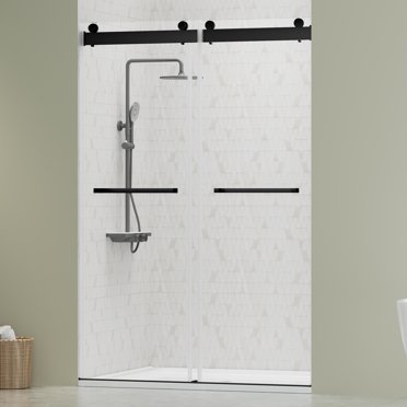 DreamLine Flex 44-48 in. W x 72 in. H Semi-Frameless Pivot Shower Door in Brushed Nickel ...