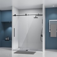 DreamLine Enigma-X 56-60 in. W x 76 in. H Fully Frameless Sliding Shower Door in Polished ...