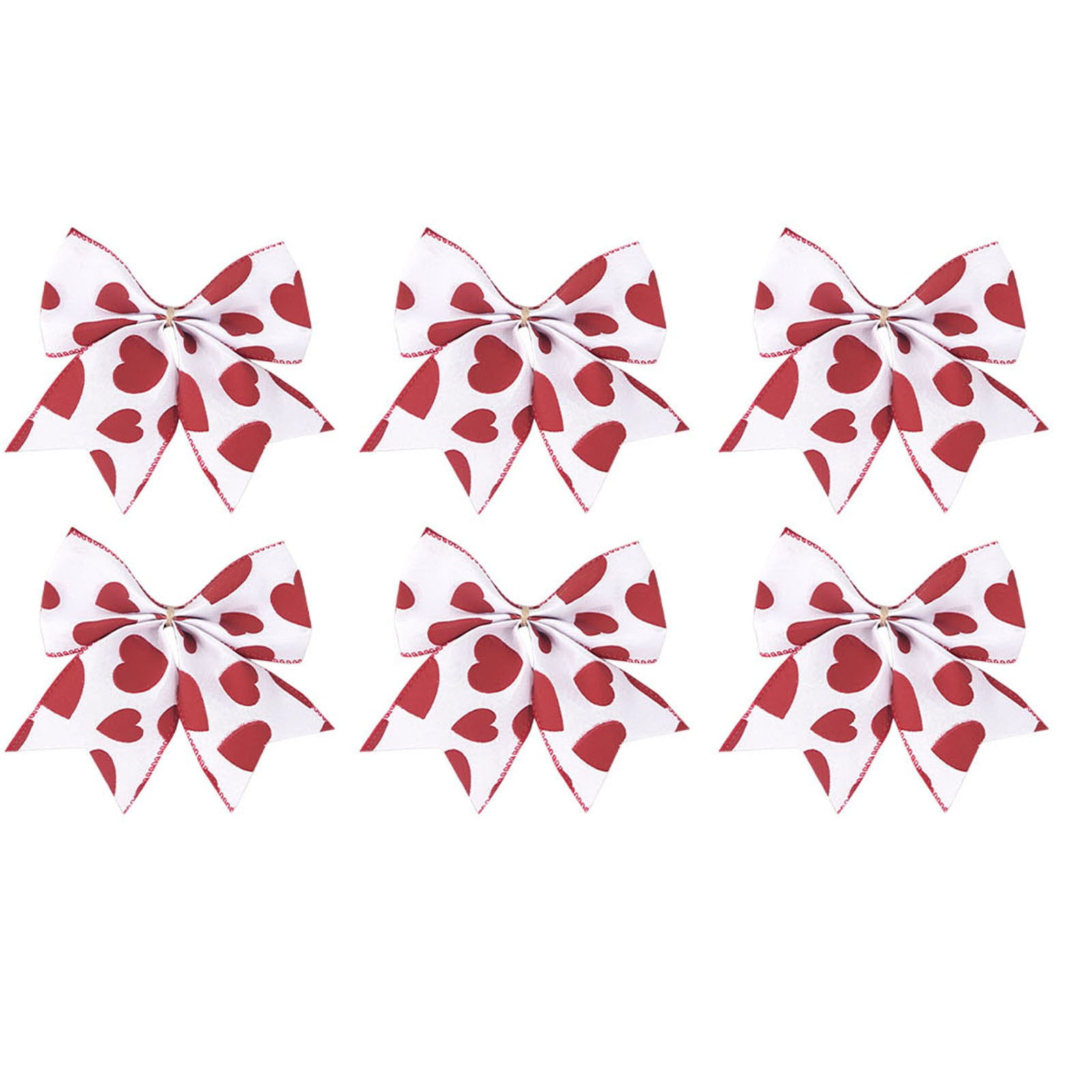 DELESYS 6 Pcs Valentine's Day Wreath Bows Red Love Heart Burlaps Bows ...
