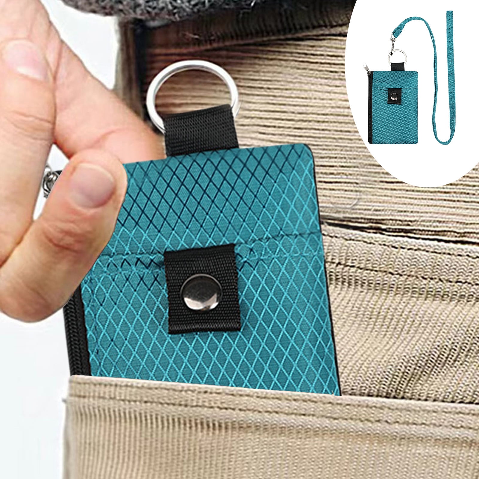 DELESYS Blocking Small Wallet with ID Window, Minimalist Lanyard ...