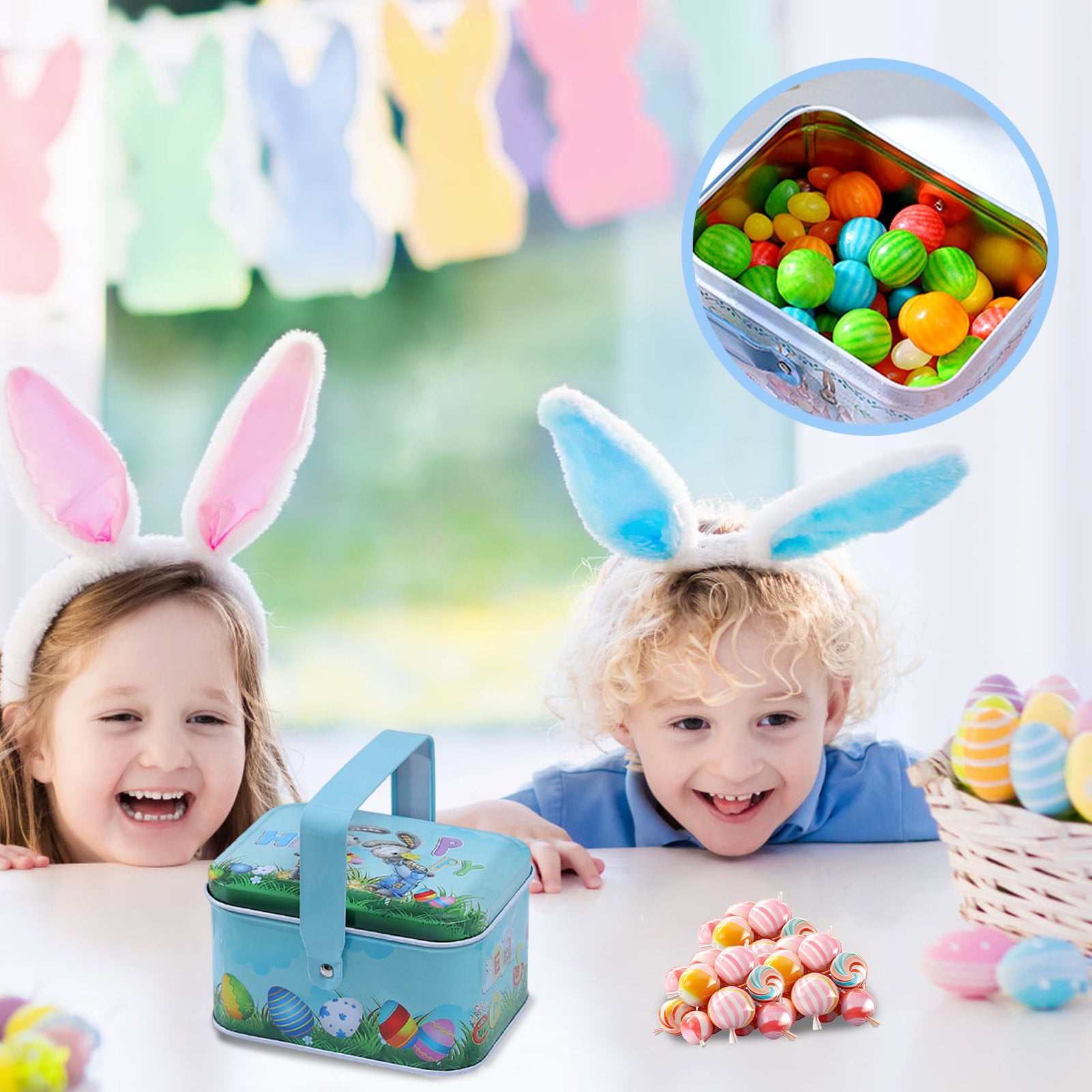 DELESYS Box Tinplate Box Easter Decor Portable Cookies Holder Party ...