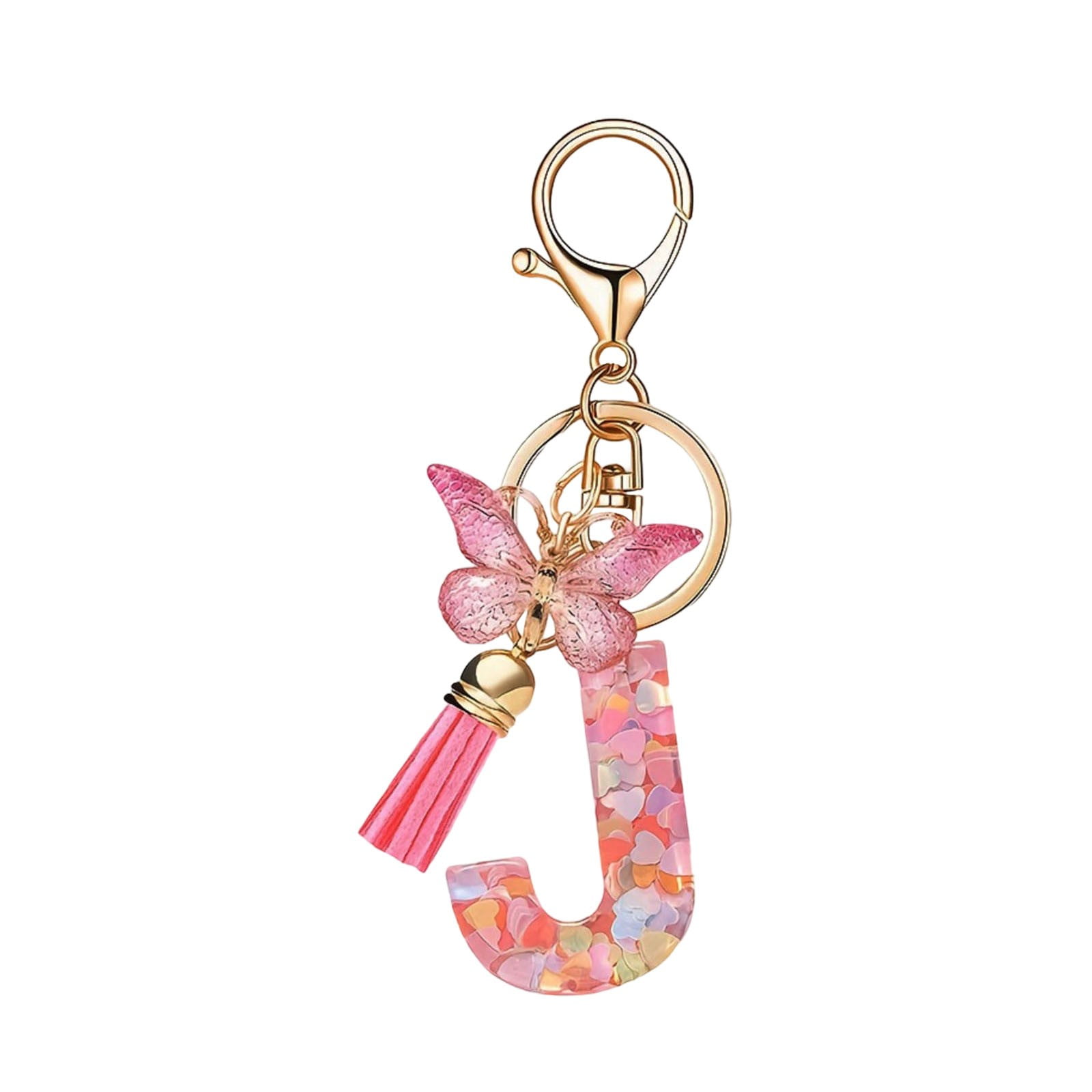 DELESYS Fashion Alphabet Initial Letter Keychain Tassel Butterfly ...