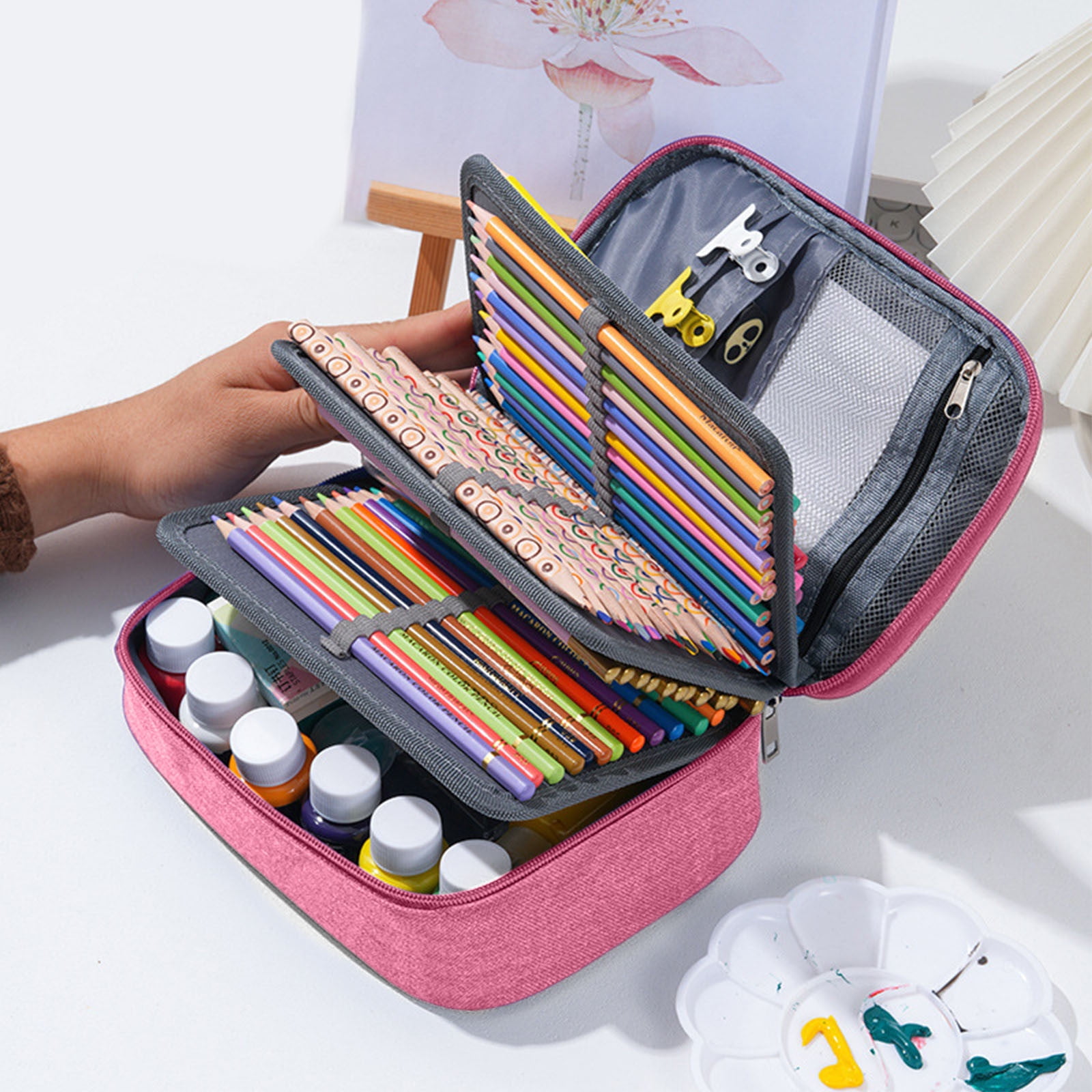 DELESYS High Capacity Zipper Pens Pencil Case Multi-Functional ...