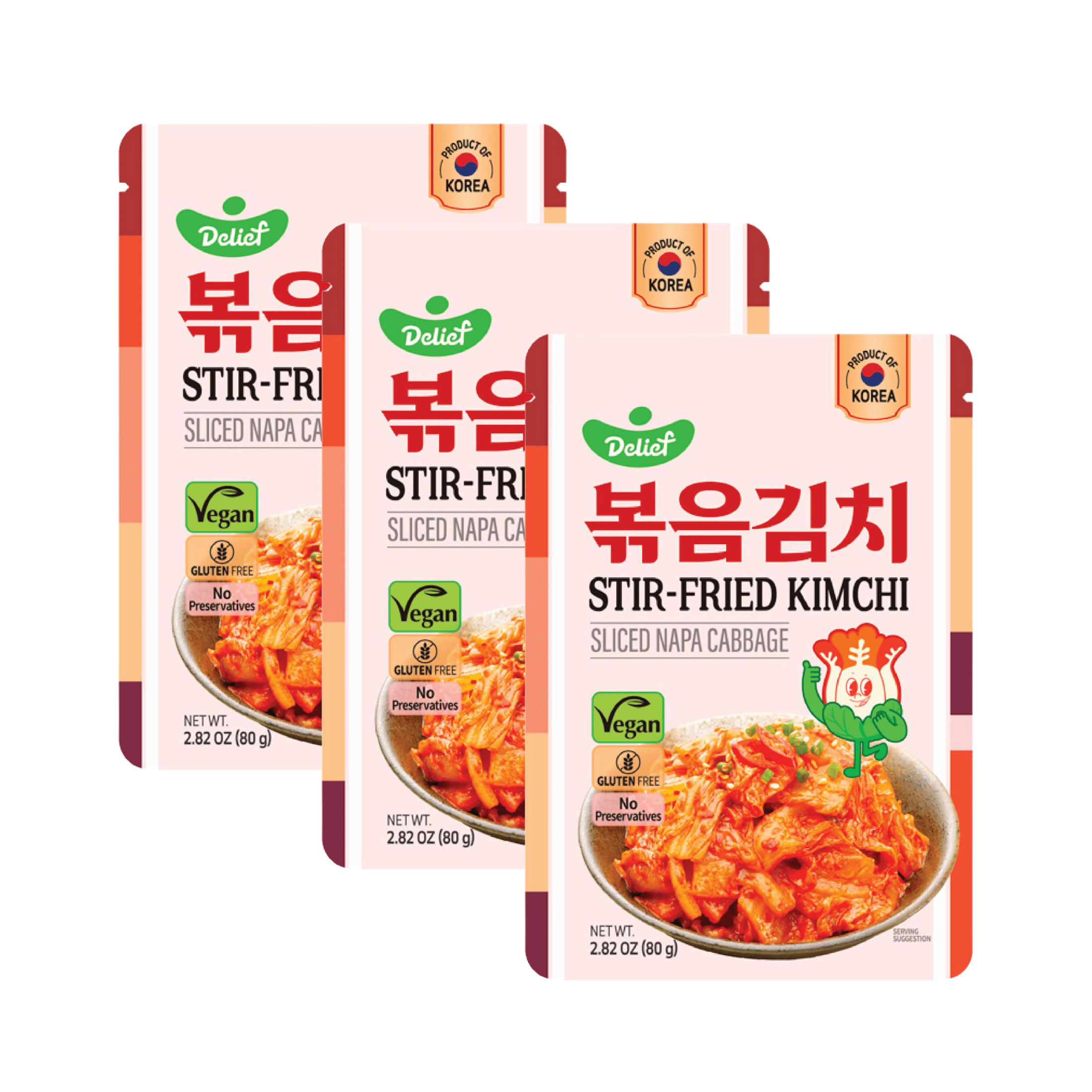 DELIEF Stir-Fried Kimchi Pouch 80g Korean Traditional Kimchi - Walmart.com