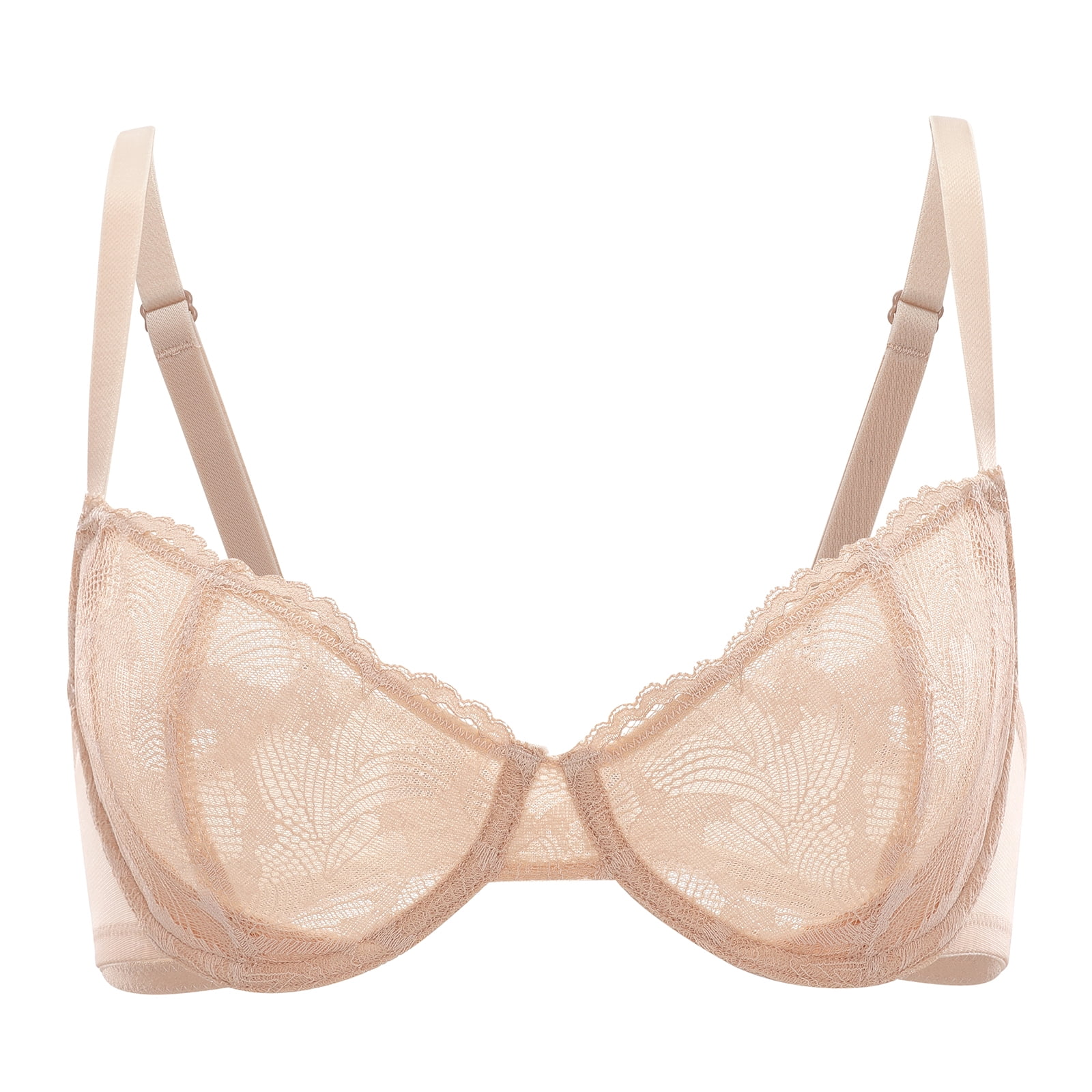 DELIMIRA Women's Balconette Bra Plus Size Lace Sexy Underwire Unlined ...