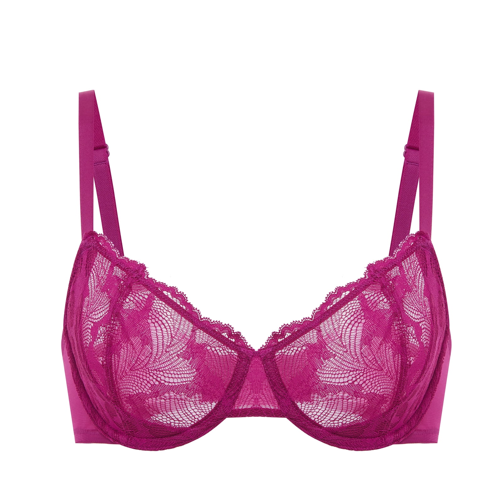 DELIMIRA Women's Balconette Bra Plus Size Lace Sexy Underwire Unlined ...