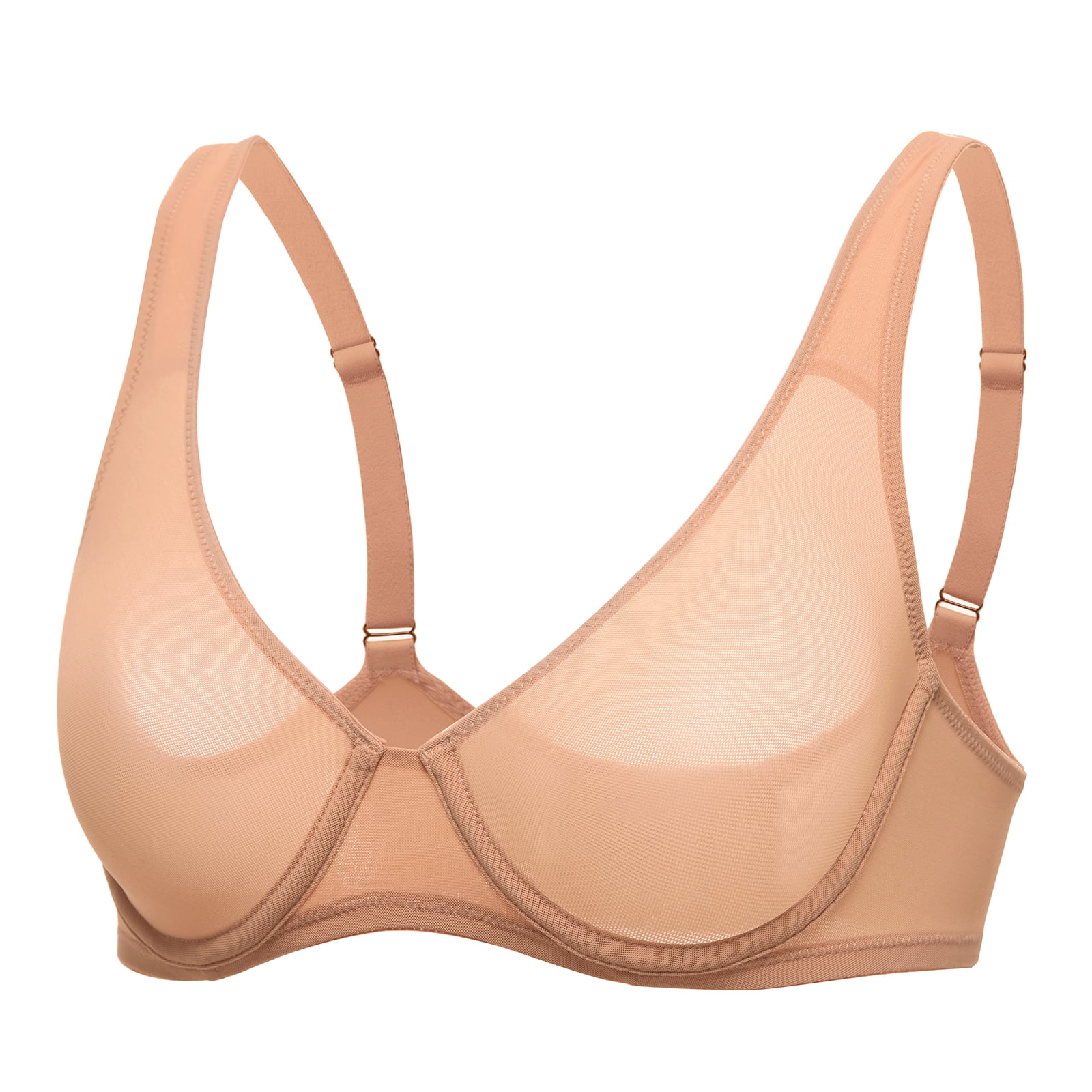DELIMIRA Women's Cosnufy Balconette Bra Full Coverage Sheer See Through ...