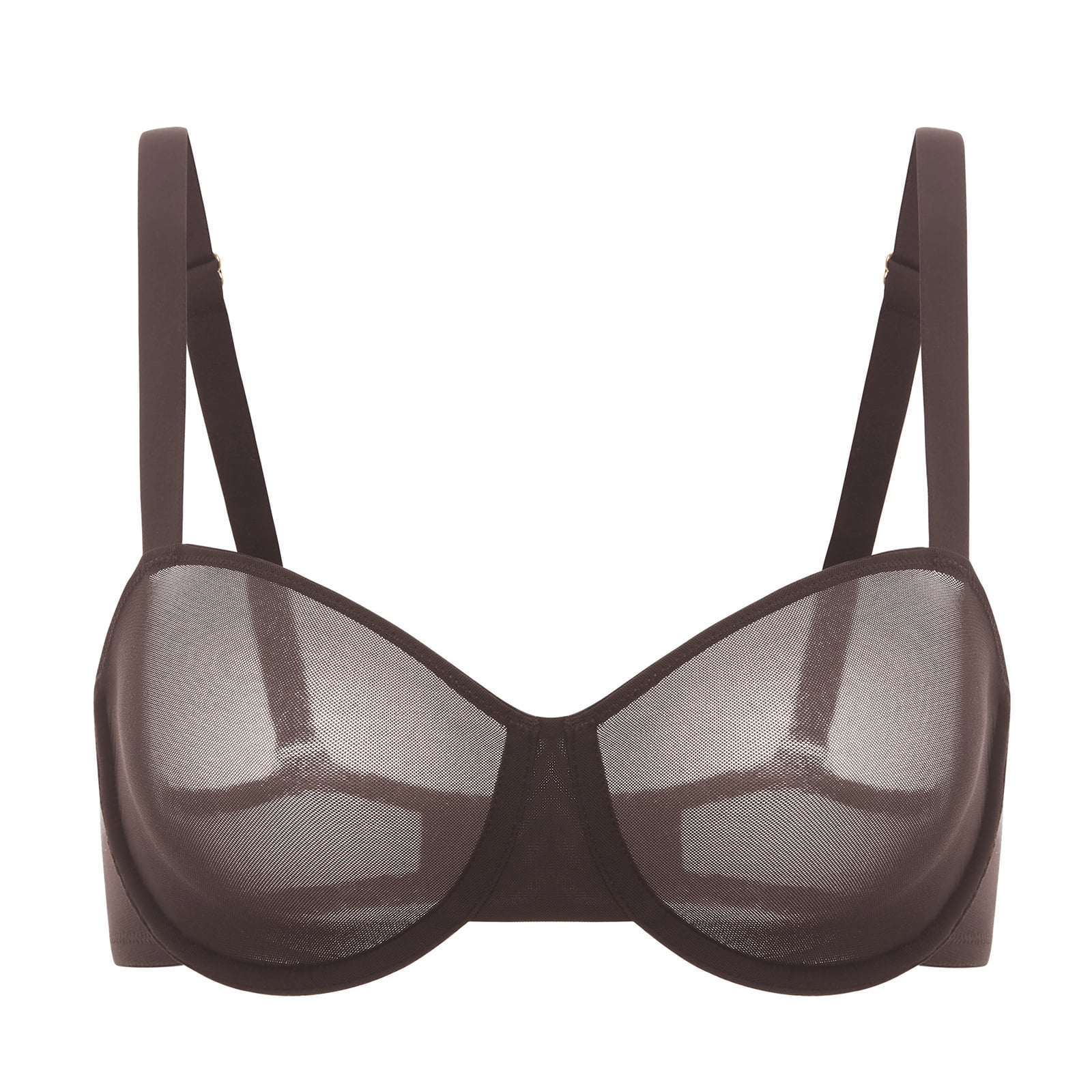 DELIMIRA Women's Cosnufy Balconette Bra Sheer Mesh Plus Size See ...