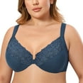 DELIMIRA Women's Front Closure Bras Plus Size Lace Full Coverage Underwire Unlined Bra - Walmart.com