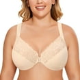 Delimira Womens Front Closure Bras Plus Size Lace Full Coverage Underwire Unlined Bra