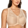 DELIMIRA Women's Plus Size Front Closure Bra, Wireless, Full Coverage, Racerback with Lace ...