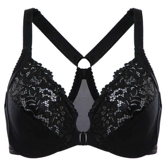 DELIMIRA Women's Front Closure Full Coverage Lace Underwire Racerback ...