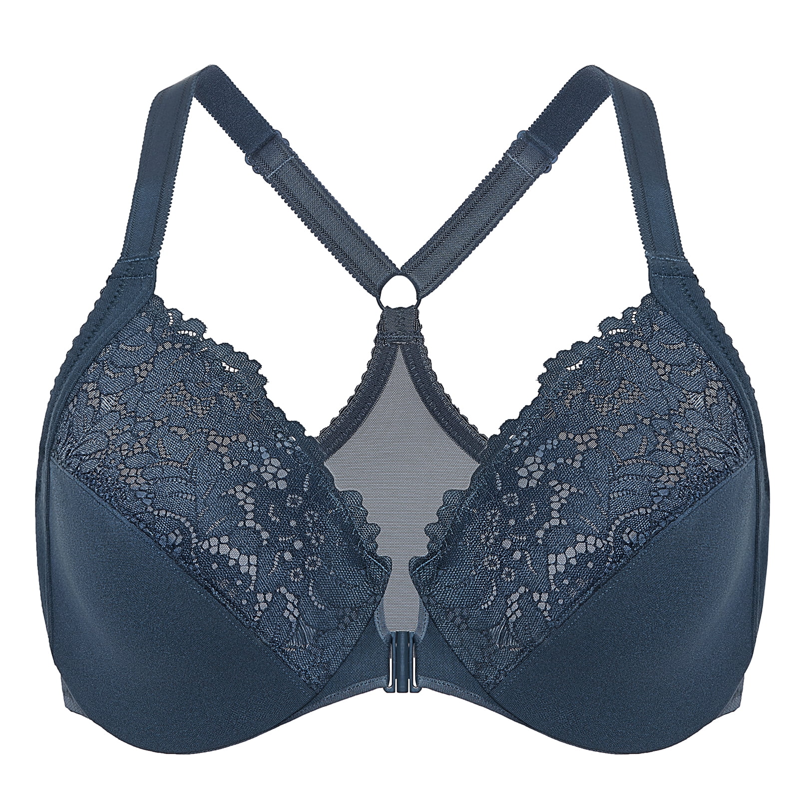 DELIMIRA Women's Front Closure Racerback Bras Underwire Unlined ...