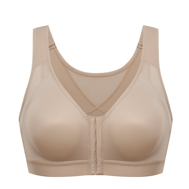 Delimira Womens Full Coverage Front Closure Wire Free Back Support