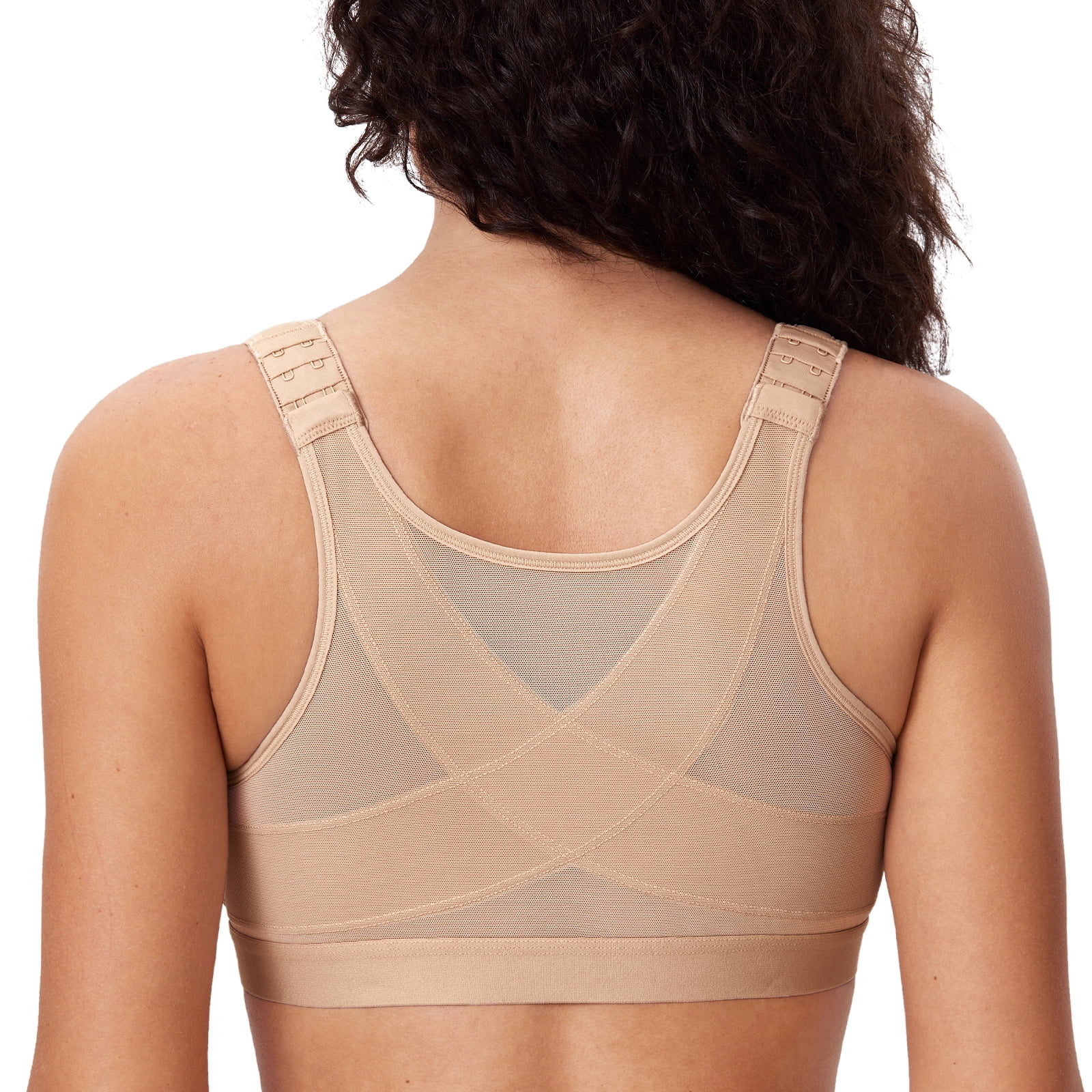 Delimira Womens Full Coverage Front Closure Wire Free Back Support