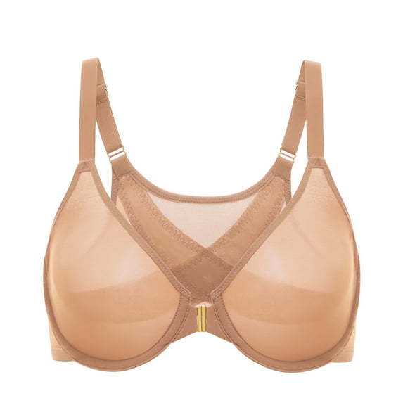 DELIMIRA Women's Posture Front Closure Bras Sheer Mesh Plus Size ...