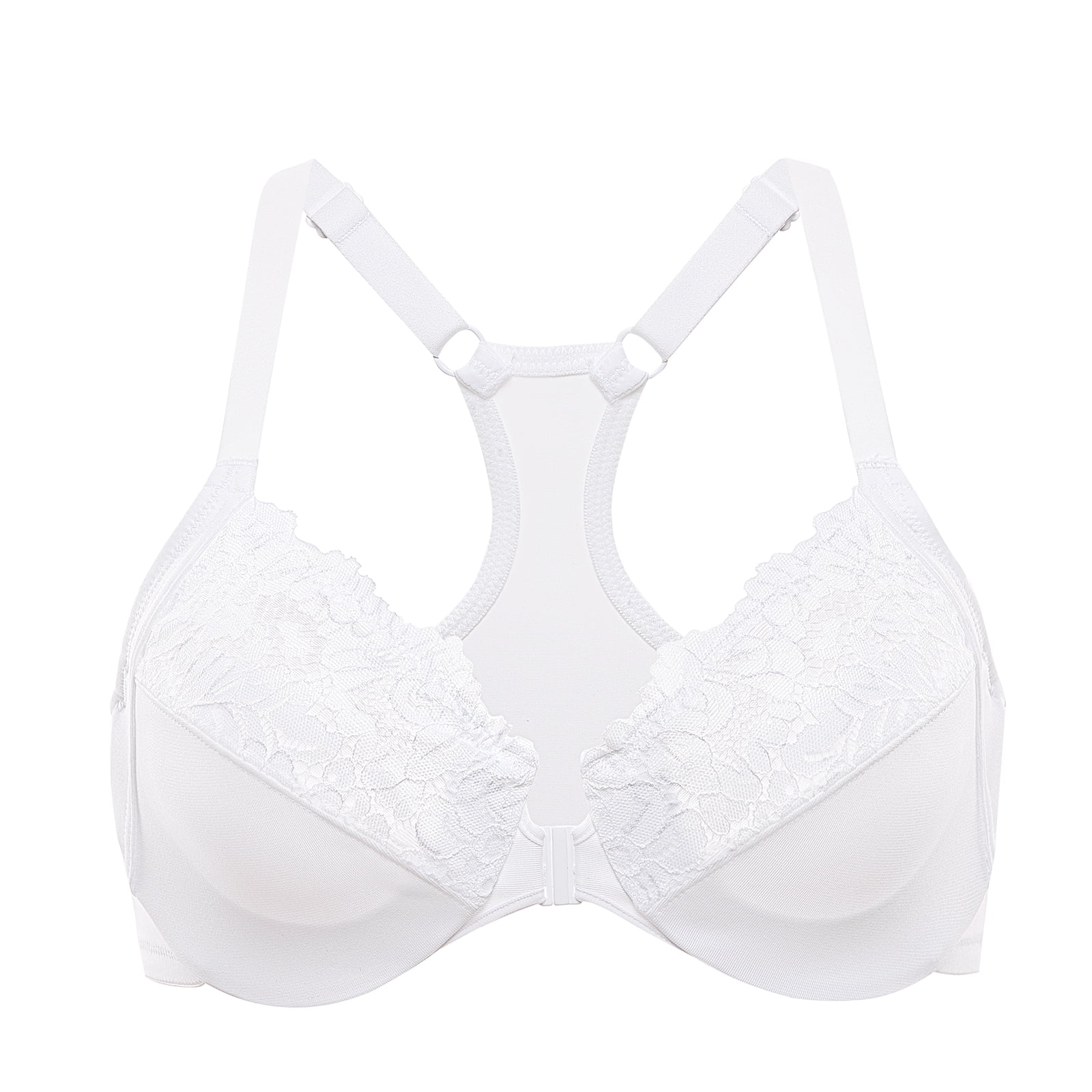 DELIMIRA Women's Racerback Front Closure Bras Lace Plus Size Full ...