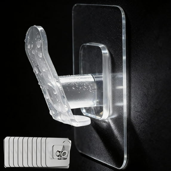 DELITON 10 Pack Adhesive Towel Hooks, Coat Hooks Stick on Wall Hanging ...