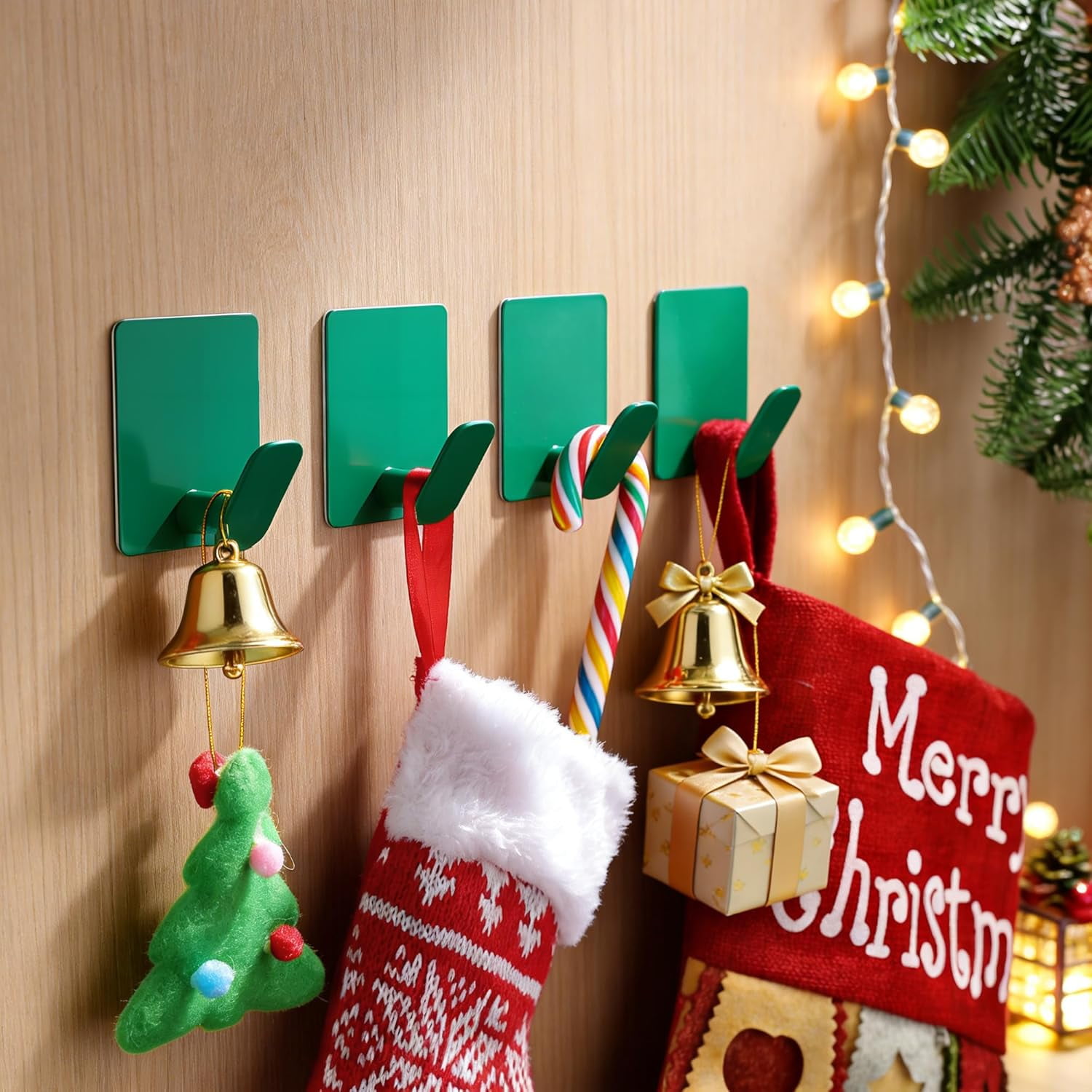 DELITON 4 Pack Colorful Hanging Hooks - Adhesive Green Cute Kids Wall ...