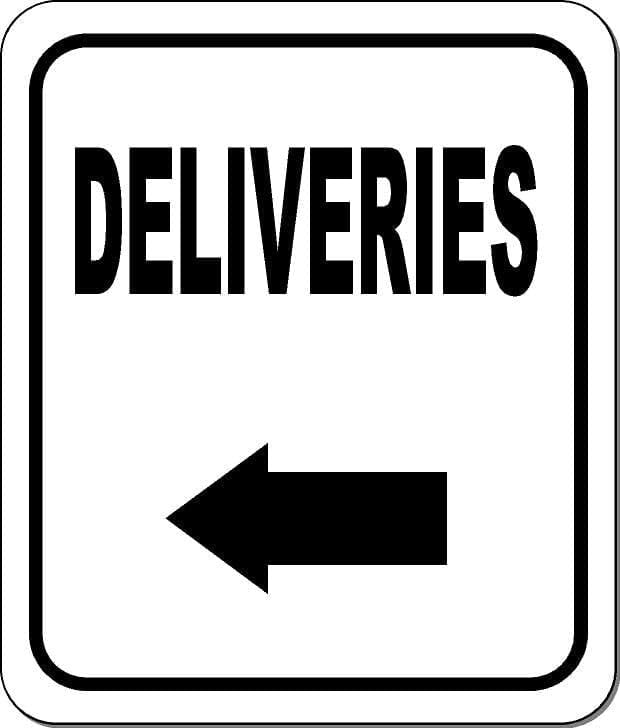 DELIVERIES DIRECTIONAL LEFT ARROW BLACK Aluminum Composite Sign, 8.5 ...