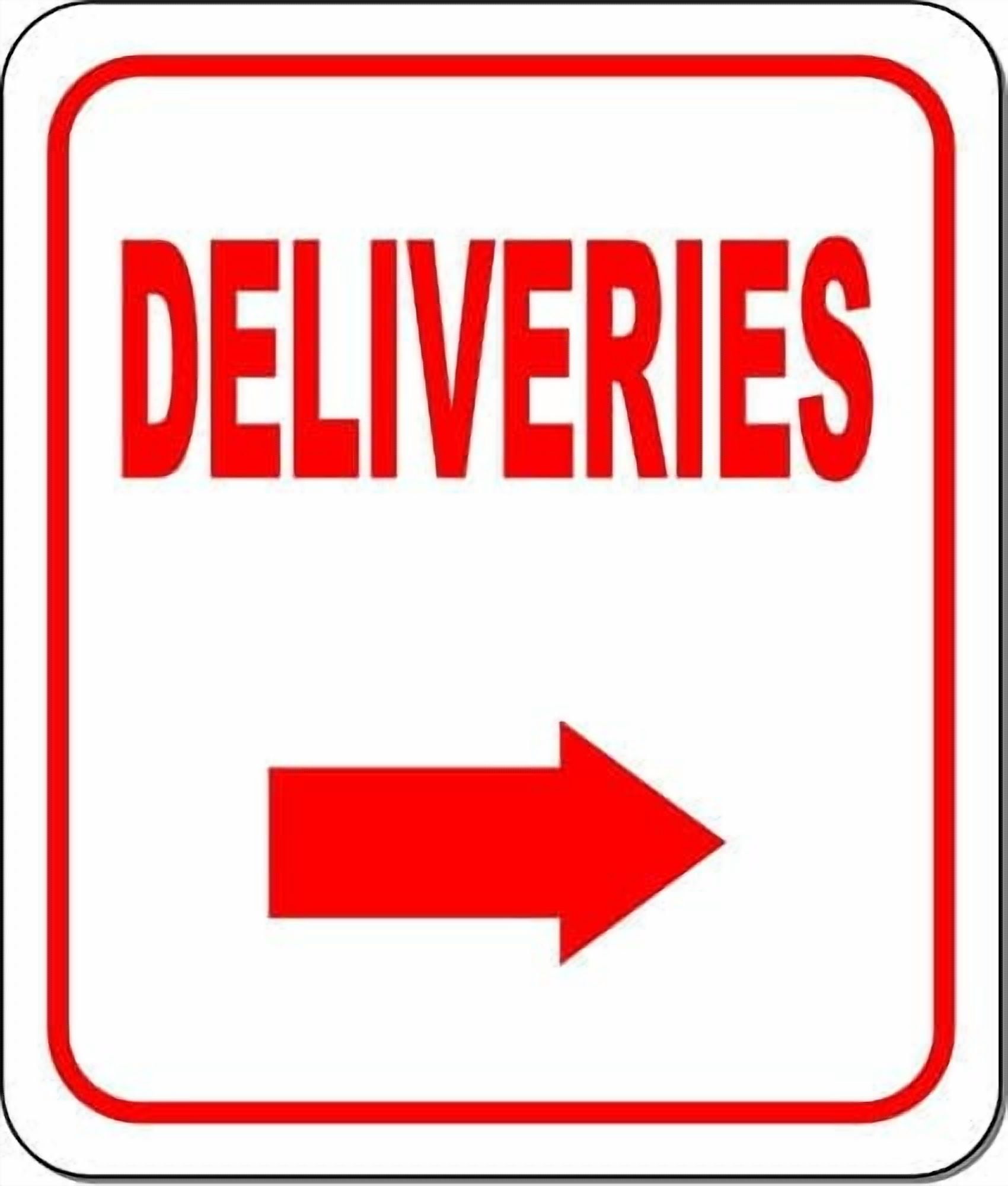 DELIVERIES DIRECTIONAL RIGHT ARROW RED Aluminum Composite Outdoor Sign ...