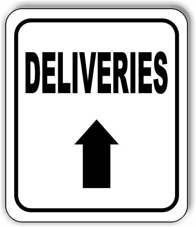 DELIVERIES DIRECTIONAL UPWARD ARROW BLACK Aluminum Composite Sign, 20 ...