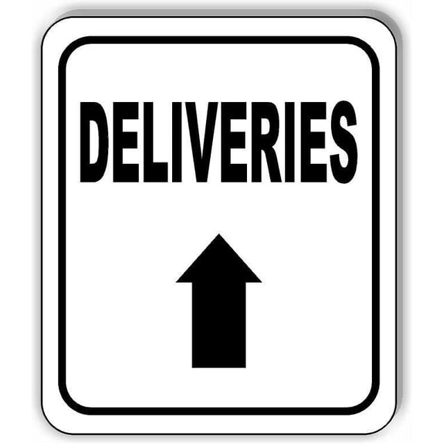 DELIVERIES DIRECTIONAL UPWARD ARROW BLACK Aluminum Composite Sign, 20 ...