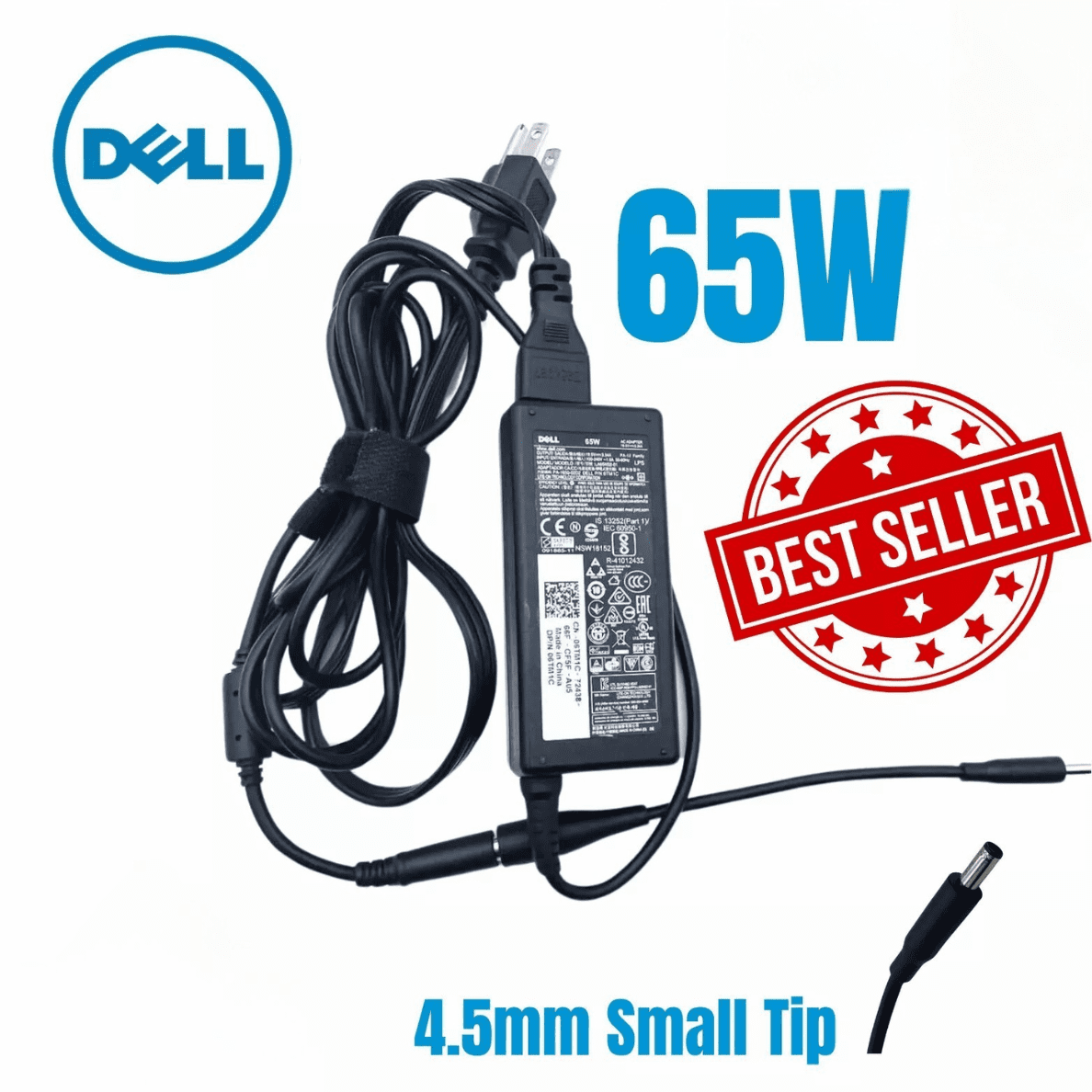Pre-Owned DELL 65W Power Charger with Dual Tips (7.4mm & 4.5mm ...