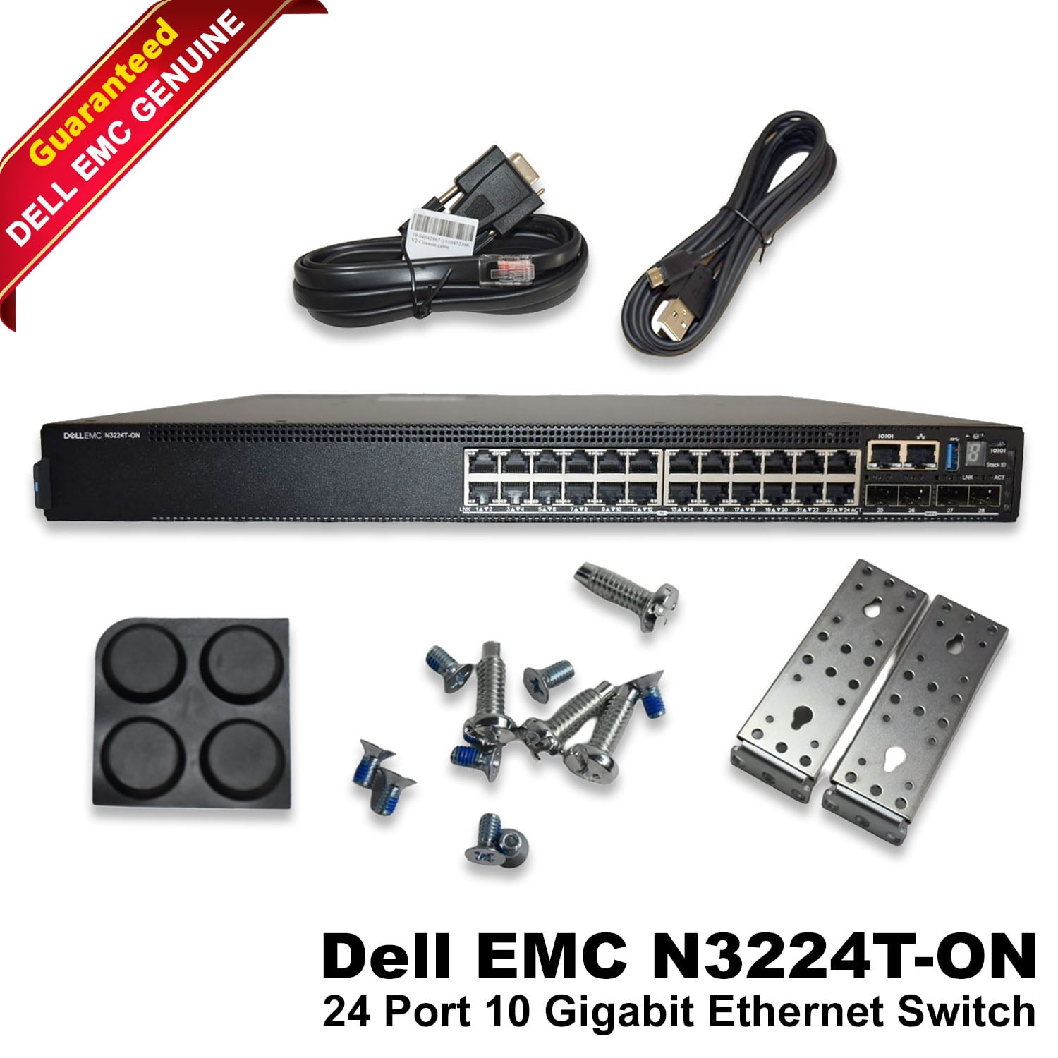 DELL EMC N3224T-ON 24X1G Rj-45 4X10G Sfp+ 2X100G L3 4GB 550W PSU Switch ...