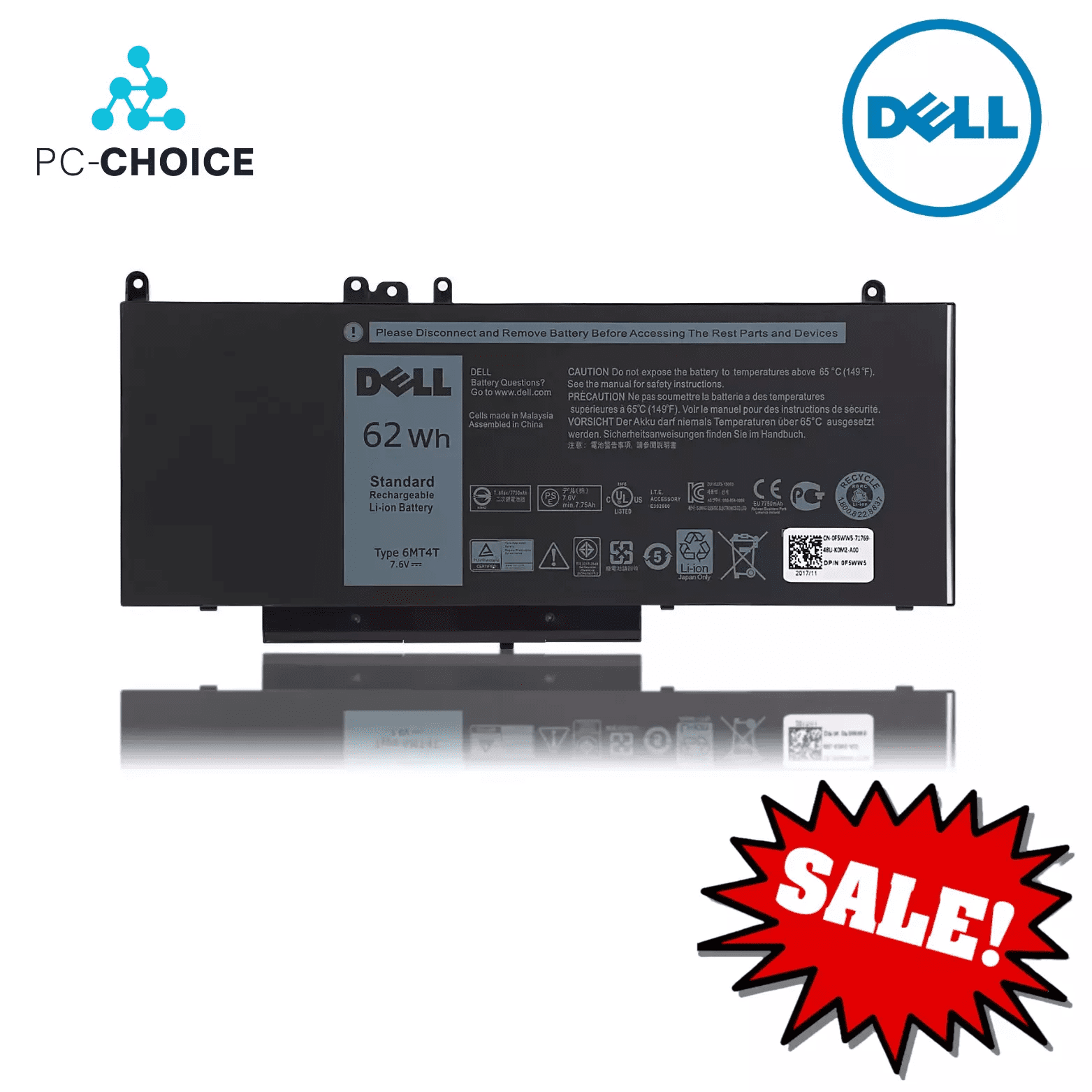 DELL Latitude E5470 E5570 K3JK9 R9XM9 6MT4T 7V69Y 62Wh Laptop Battery ...