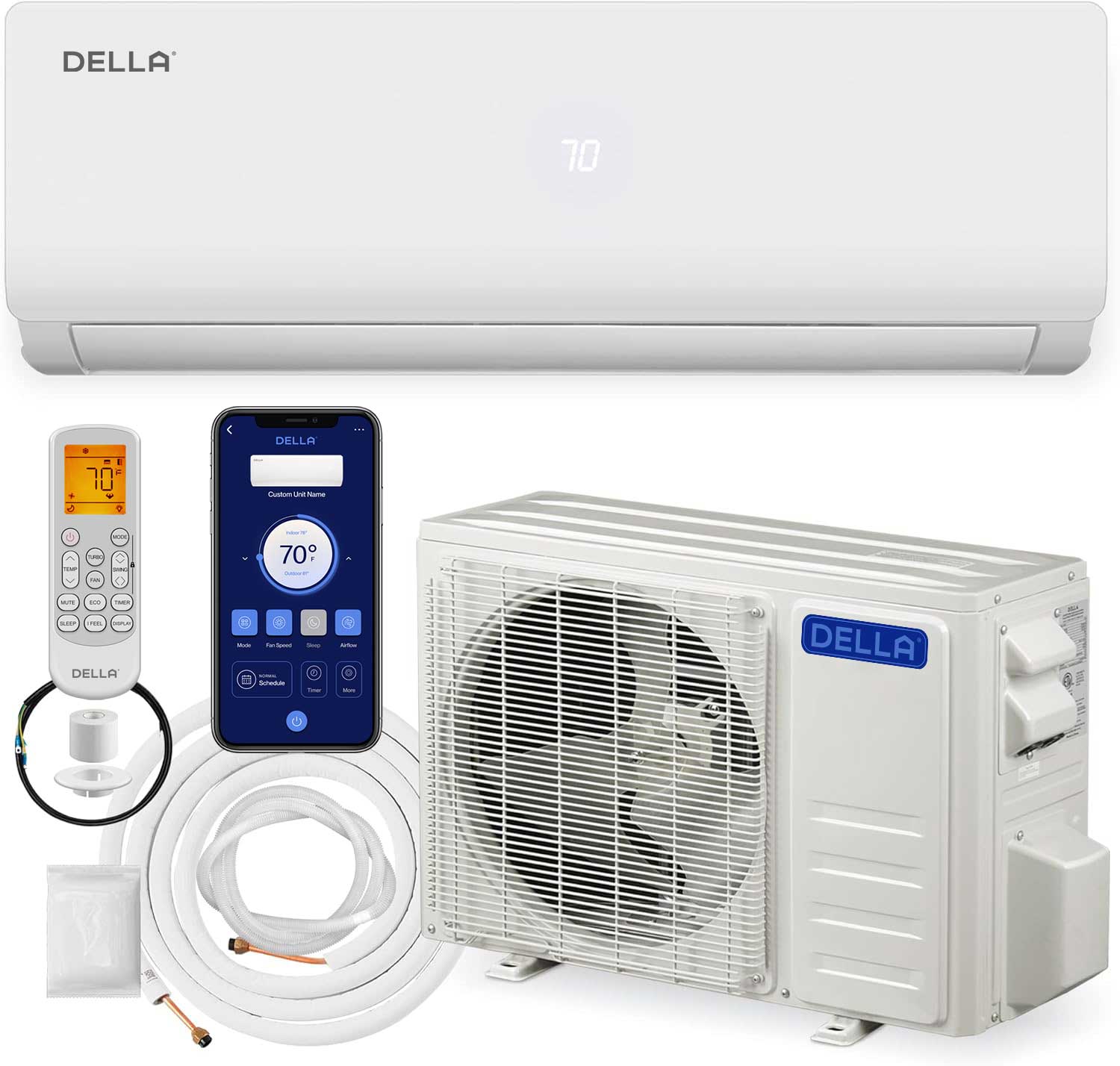 Della 12000 Btu Wifi Enabled 20 Seer Cools Up To 550 Sq Ft 110 120v