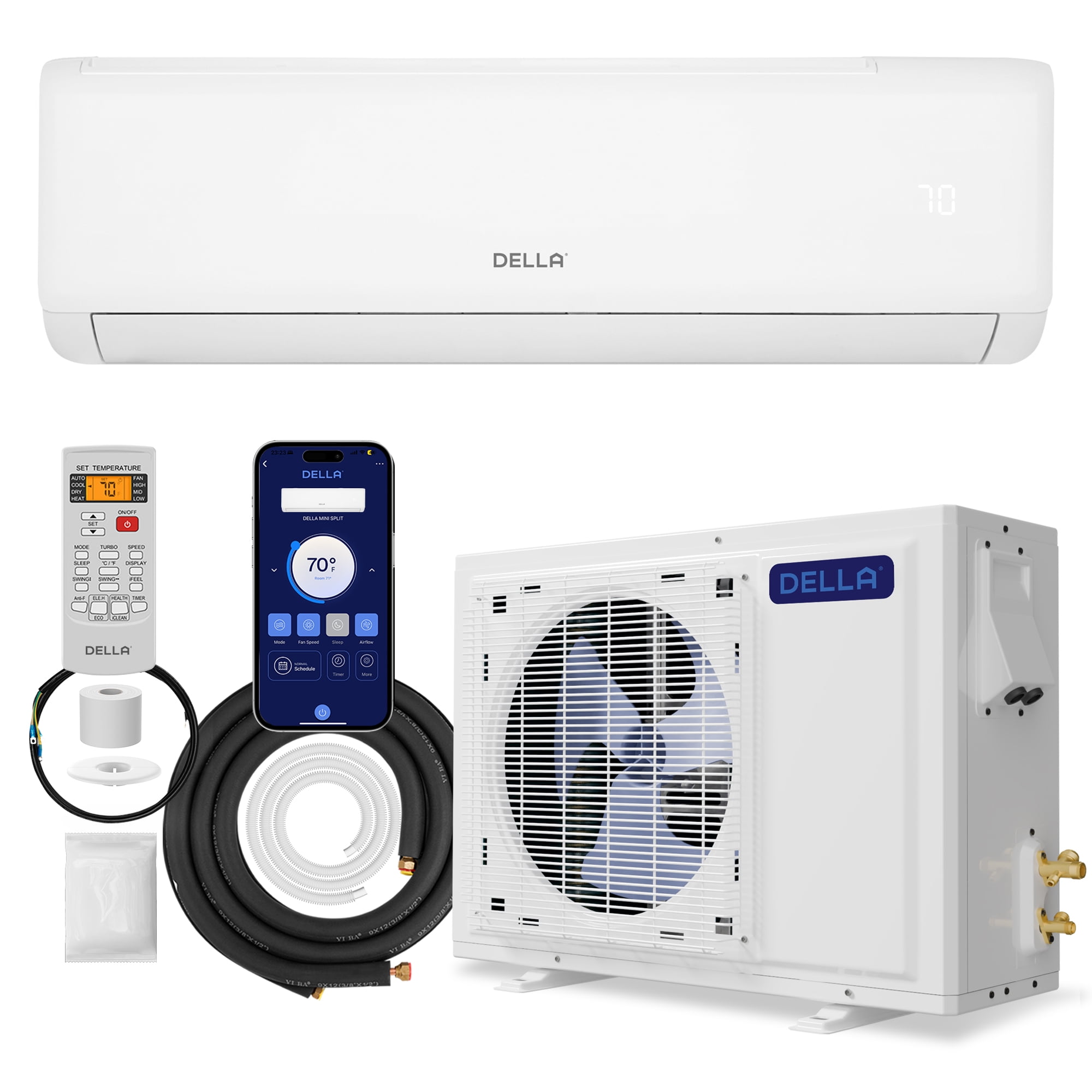 DELLA 12000 BTU Wifi AC, 21 SEER, Mini Split Air Conditioner & Heater ...