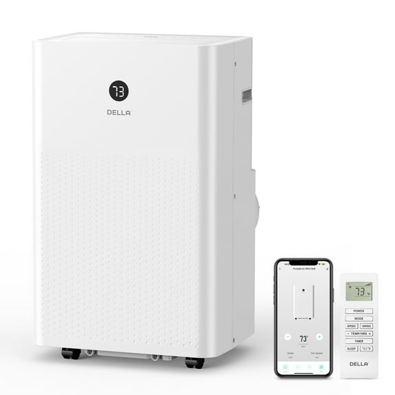 DELLA 14K BTU Portable AC with Heat Pump, WiFi & Alexa Enabled, 3-Speed ...