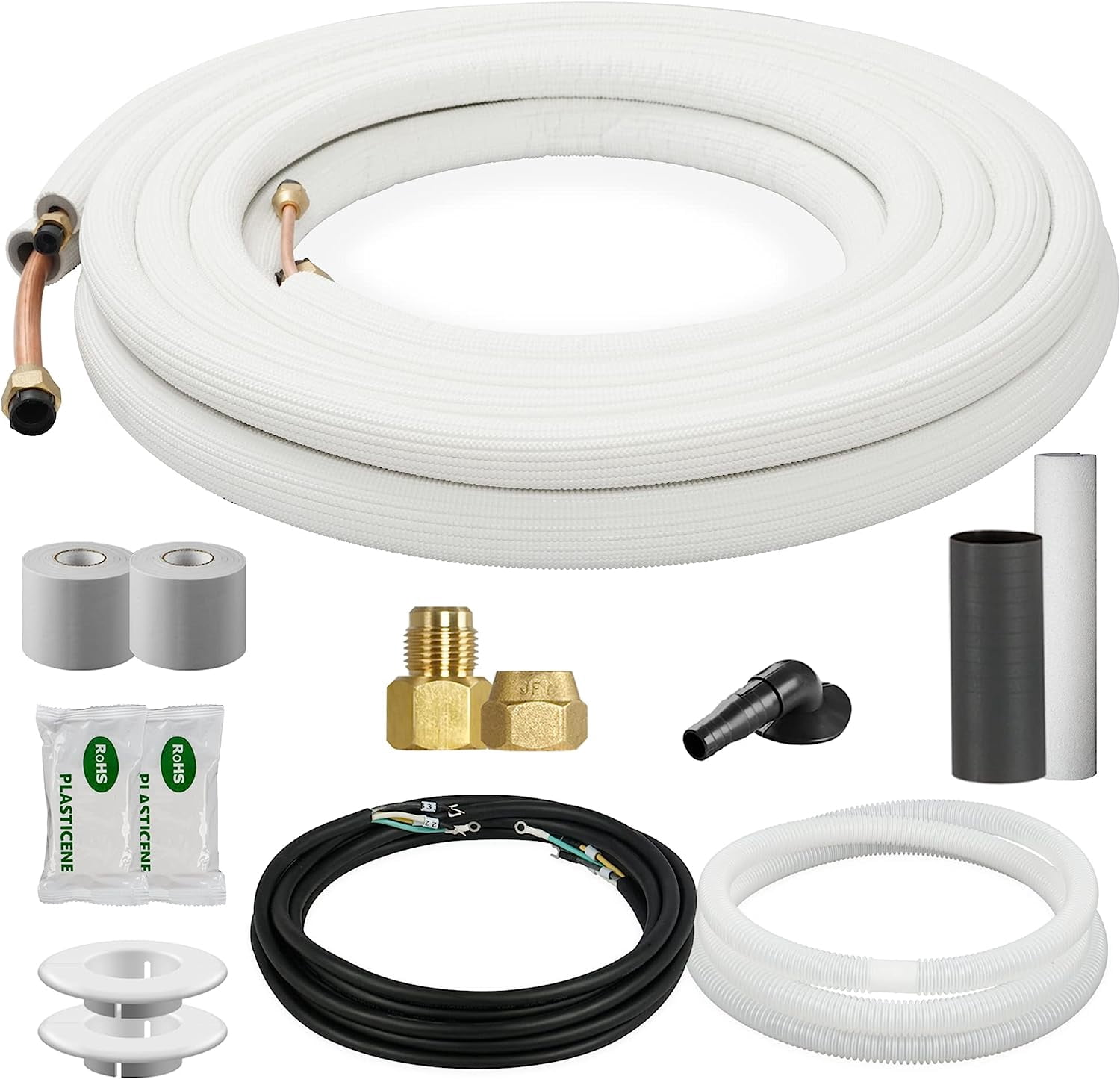 DELLA 25 Ft Mini Split Line Set, 1/4" & 1/2" O.D. Copper Pipes Tubing ...