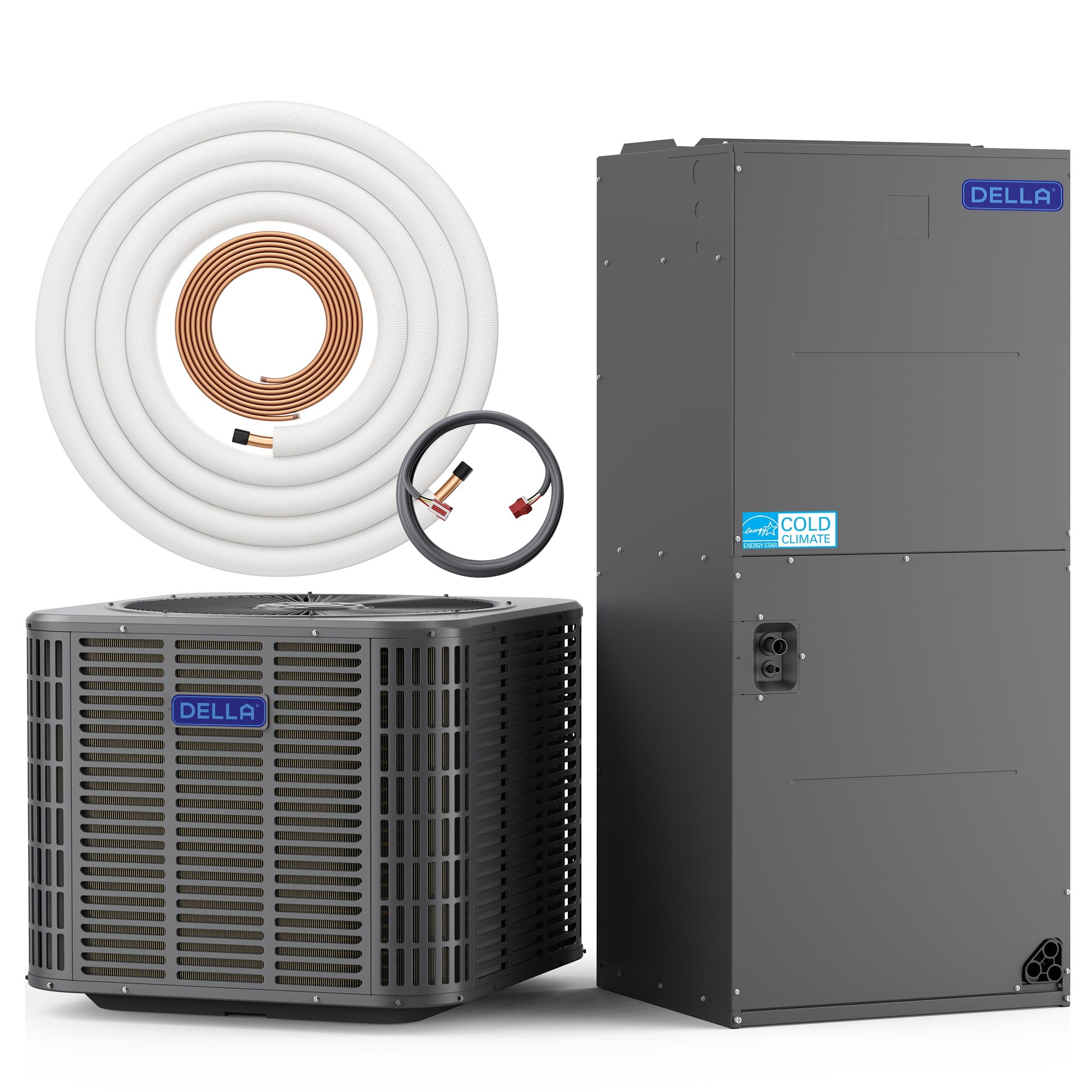 DELLA 34,000 BTU Ducted Central Air Conditioner with Air Handler, Heat ...