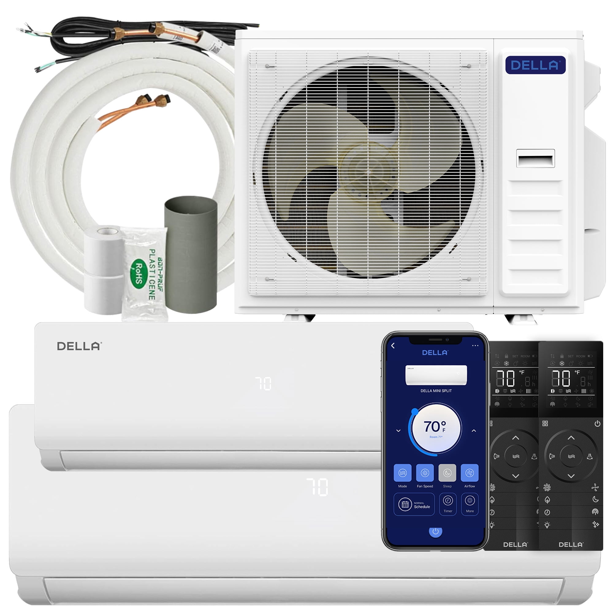 DELLA 35K BTU ODU 2 Dual Zone 9000 24000 BTU Wifi Mini Split Air ...
