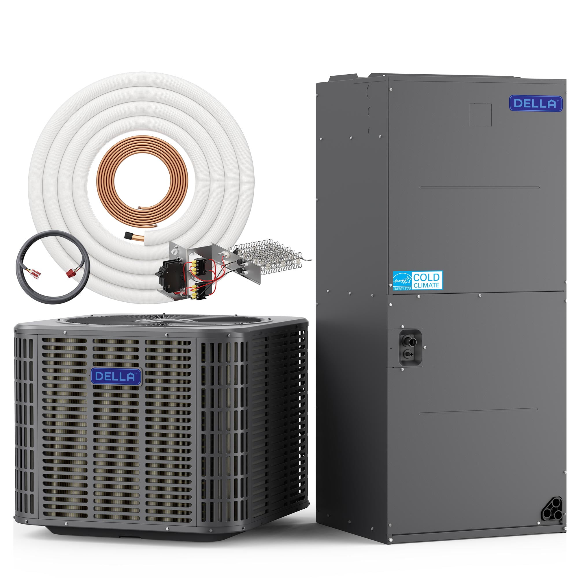 DELLA 47,000 BTU Ducted Central Air Conditioner with Air Handler, Heat ...