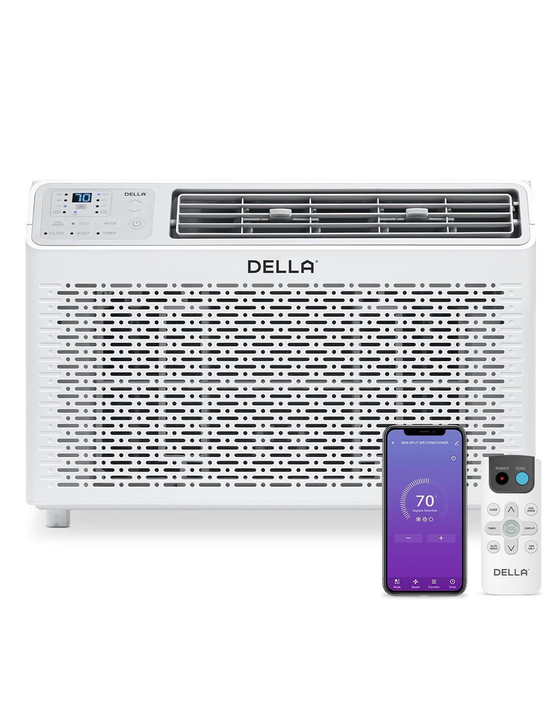 DELLA 8000 BTU AC, WIFI, Energy Saving, Quiet, Remote Control for 350 ...