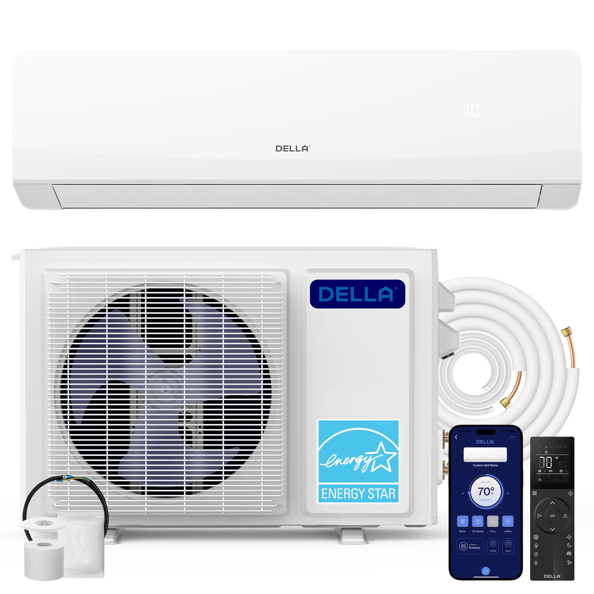 DELLA Serena 22 SEER2 18000 BTU Smart Wifi Mini Split Heat Pump Works ...