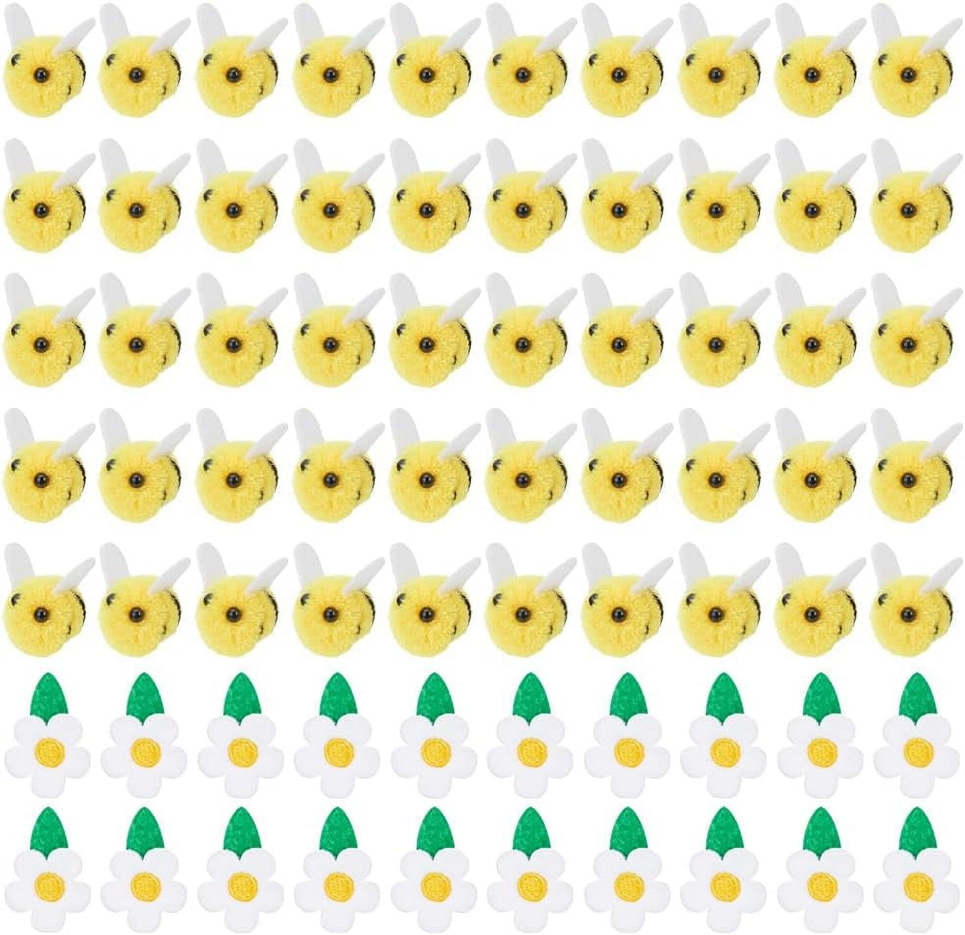 DELOGRIN 50pcs Yellow Felt Bees 20pcs Felt Flowers Honey Bees for ...