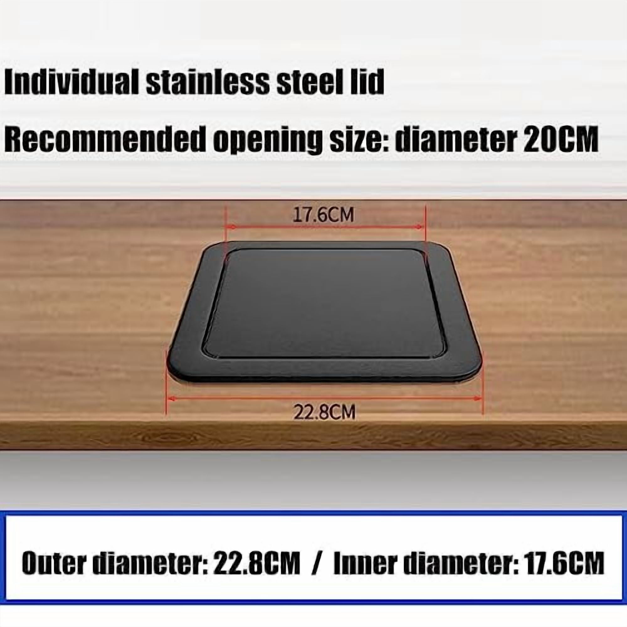 DELORM Recessed Countertop Flap Lid Trash Bin, Built-in Stainless Steel ...