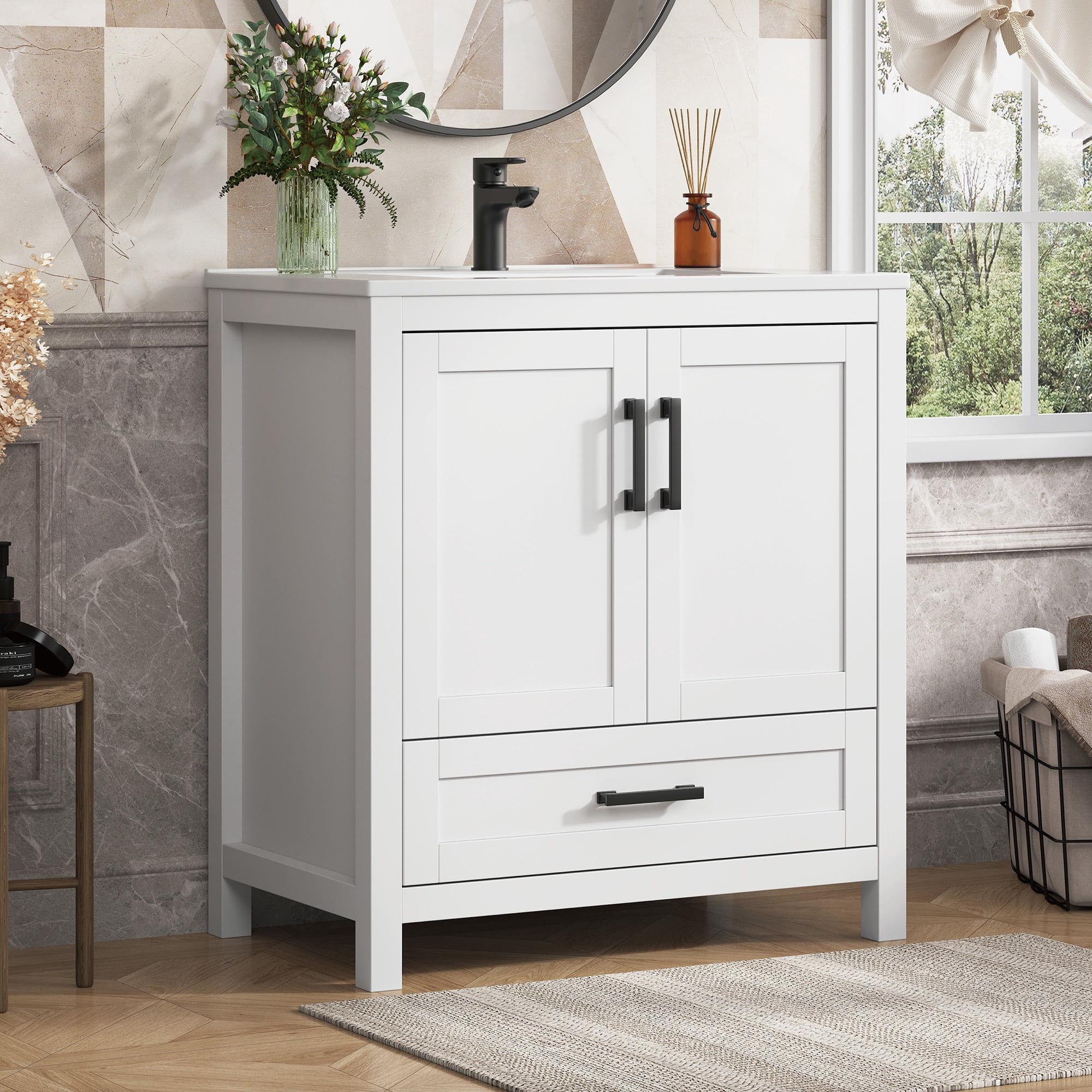 DELUXE LIVING 30" Bathroom Vanities with Sink Top, Fully Extendable ...