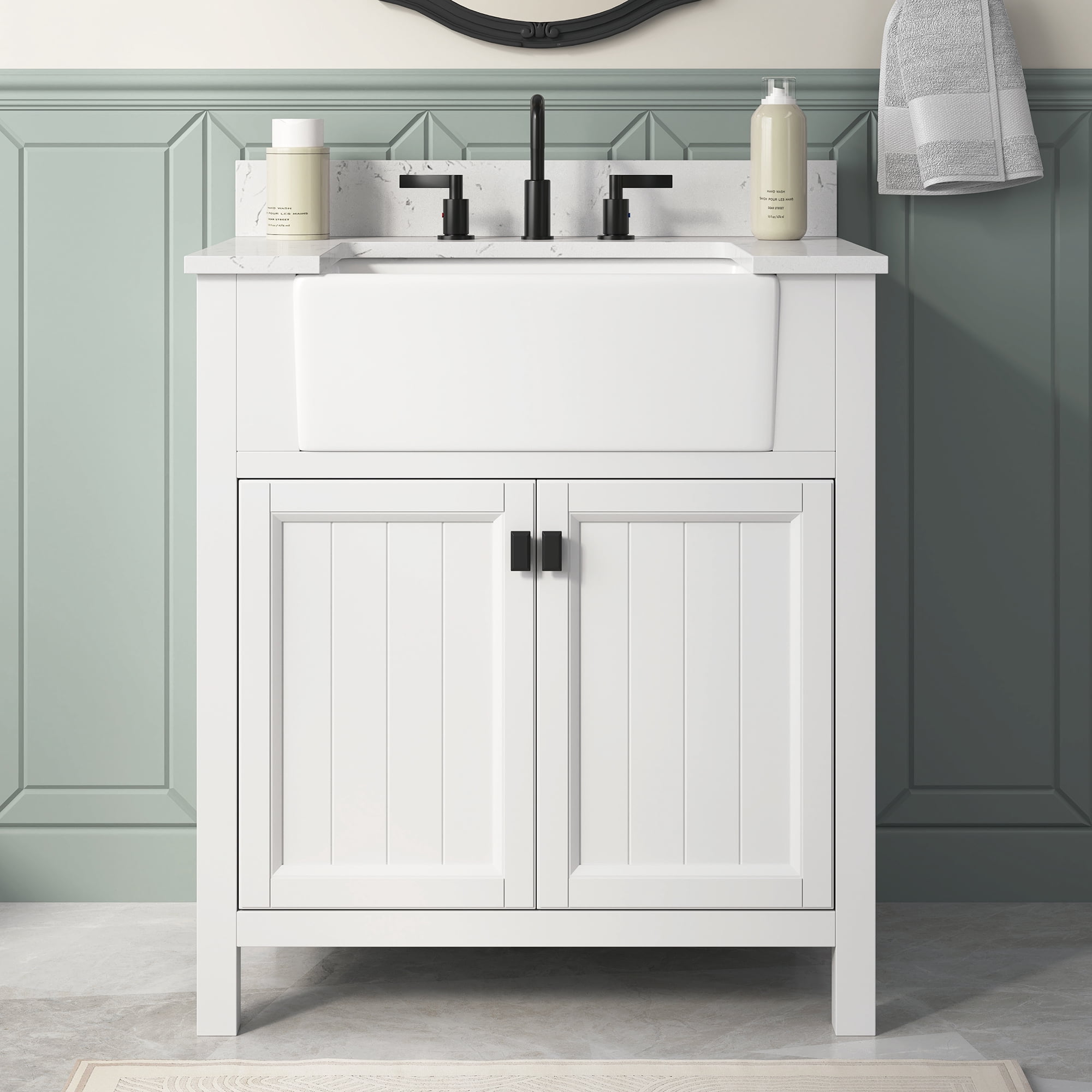 DELUXE LIVING 30" Bathroom Vanity with Drop in Sink, Fully Assembled ...