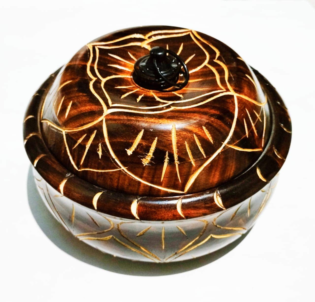 DELUXE WOOD HANDICRAFTS Hand Work chapati BoxPuri Boxparatha Box for ...