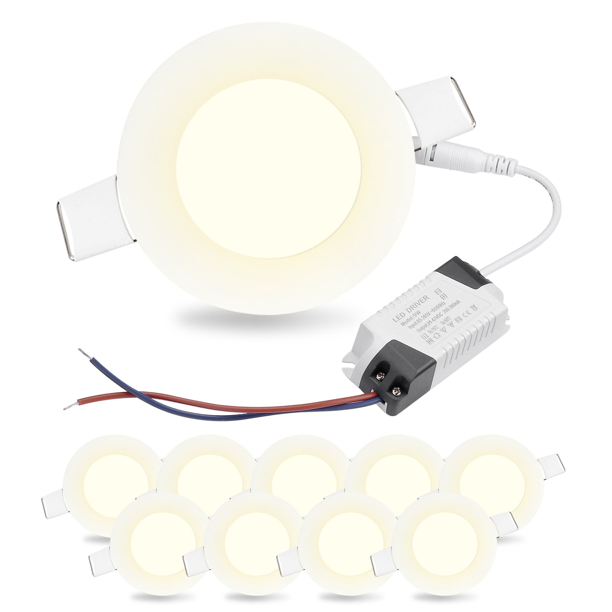 DELight 10 Pack 3 Inch LED Recessed Light Ultra-thin Ceiling Light ...