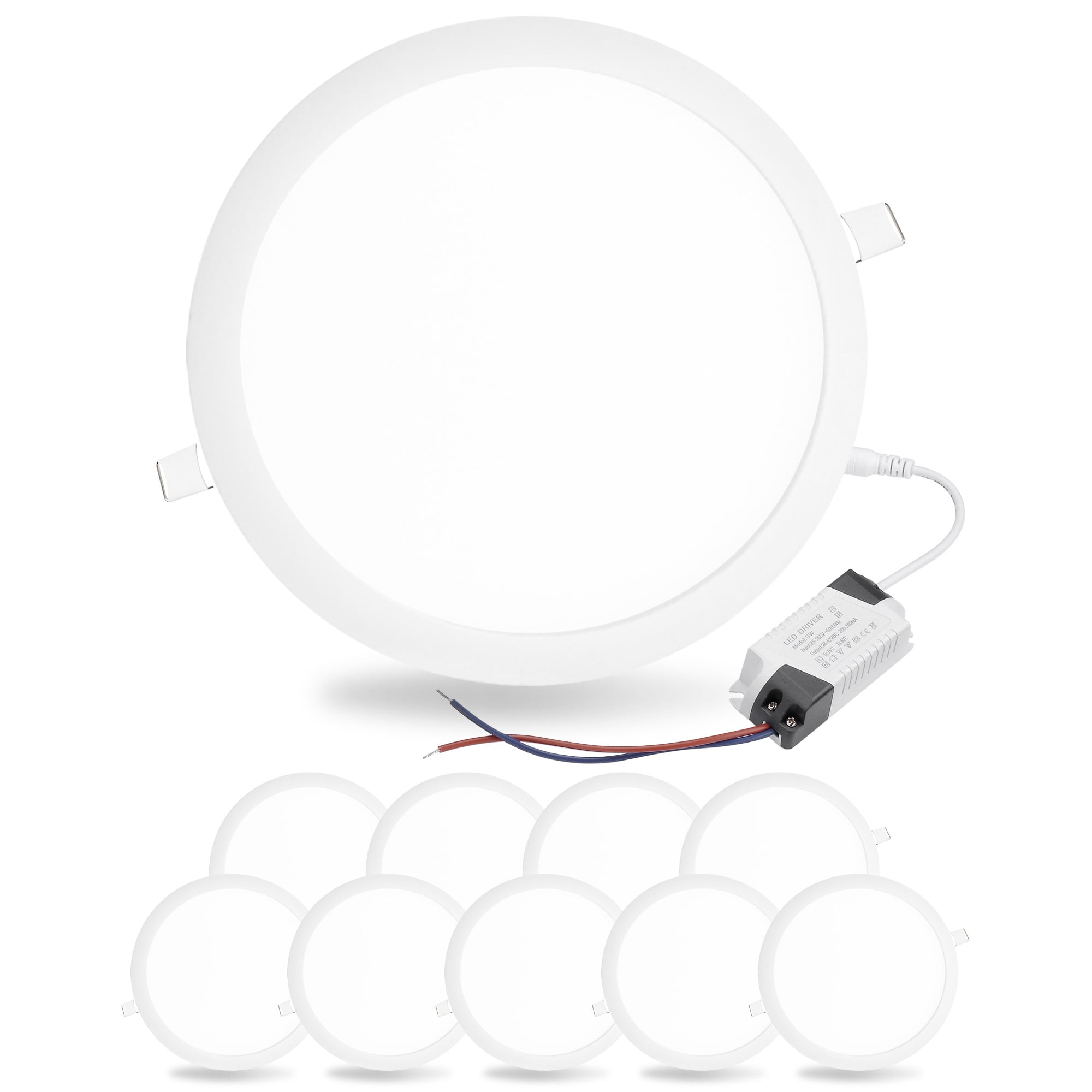 DELight 10 Pack 7 Inch LED Recessed Light Ceiling Panel 6000-6500K Cool ...