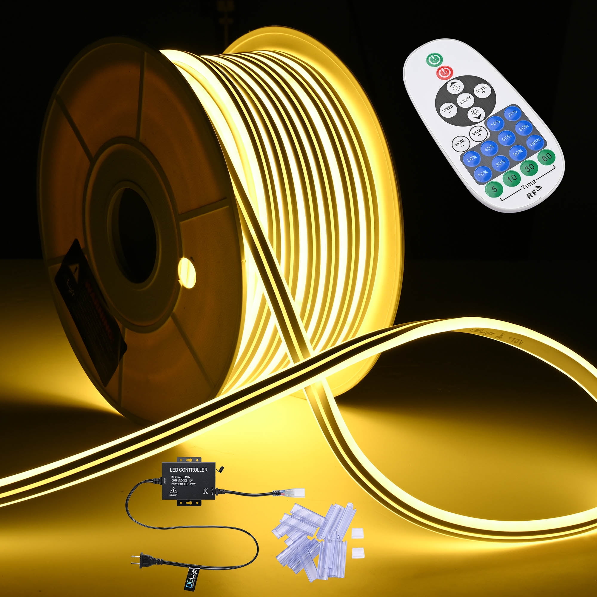 DELight Outdoor Waterproof 100 Feet LED Neon Rope Light AC 110-120V ...