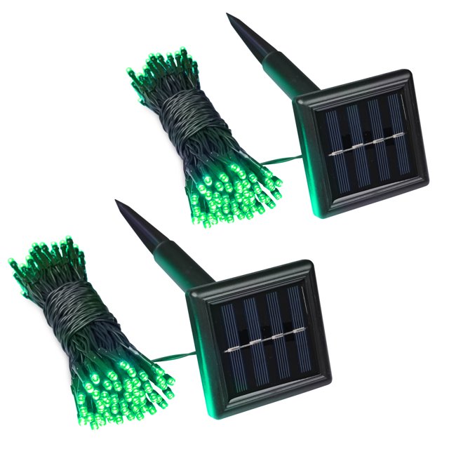 DELight 2 Pcs Solar String Lights 36FT 100 LED Waterproof Green Solar ...