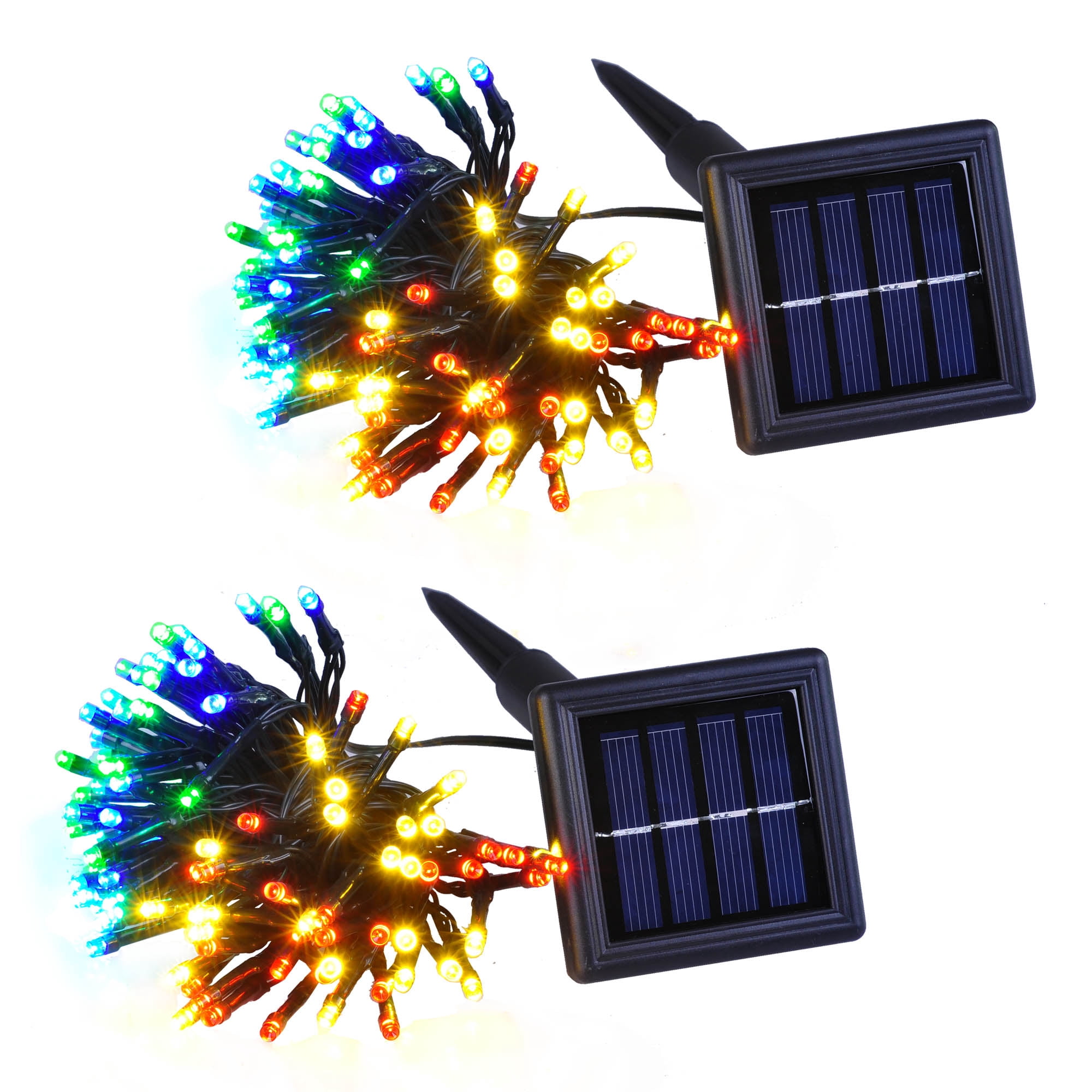 DELight 2 Pcs Solar String Lights 36FT 100 LED Waterproof RYBG Solar ...